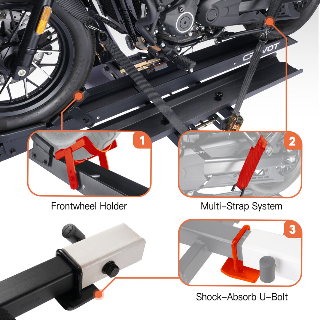 CRAVOT MotoRack M1/M1 Max Heavy Duty Foldable Hitch Motor Bike Rack