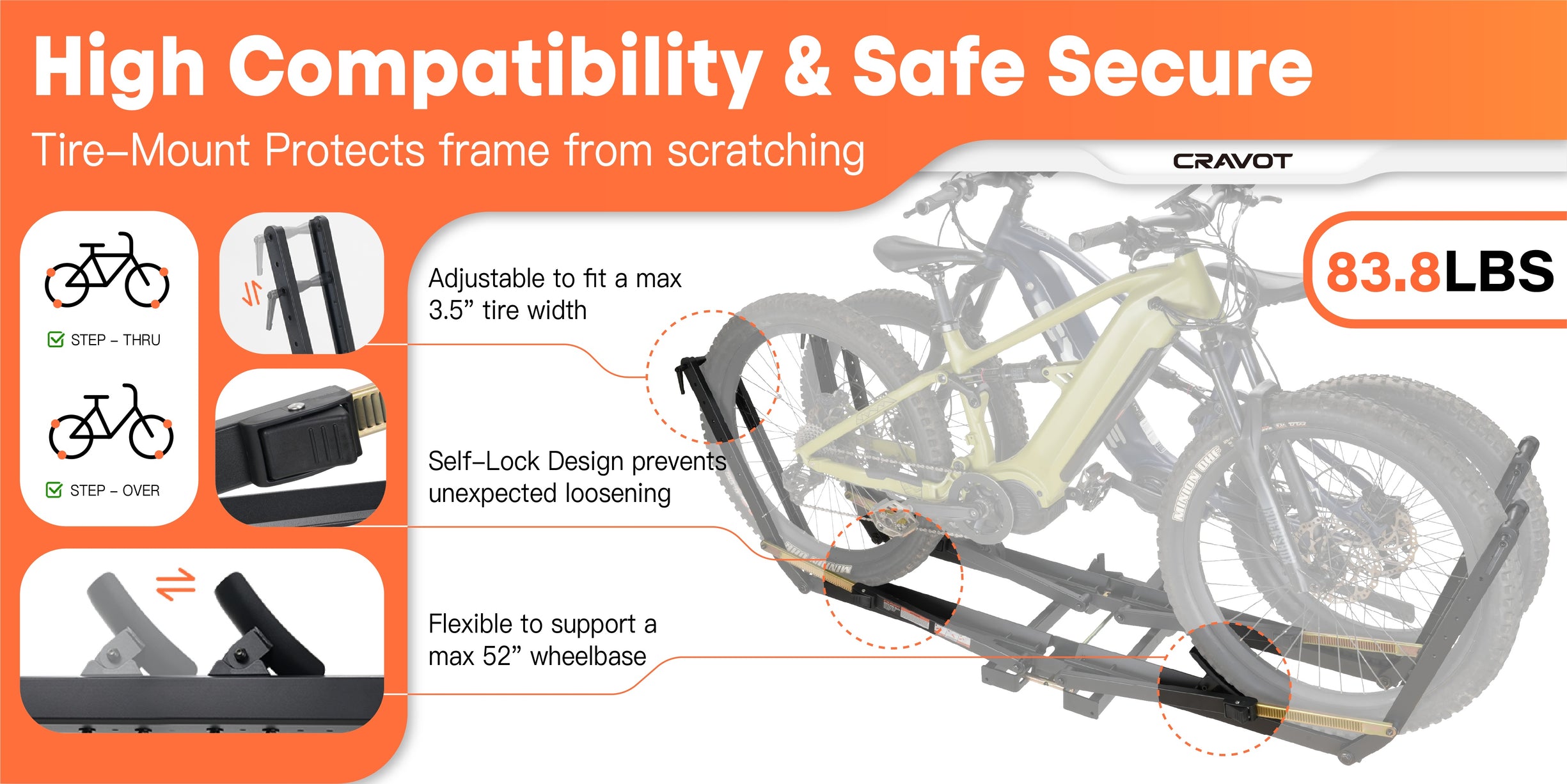 CRAVOT MagRack X2 Foldable 2-Bike Hitch Bike Rack